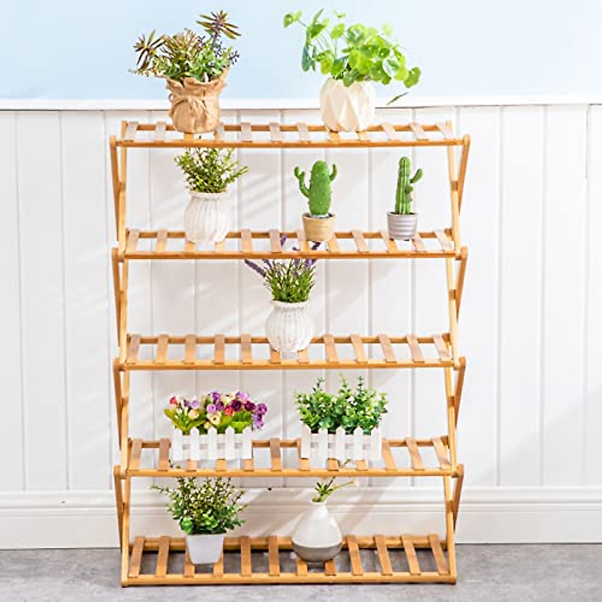 Five-Layer Shoe Rack Foldable Bamboo Shoe Rack No Installation Multifunctional Freestanding Shoe Rack Storage Rack For Doorway, Hallway, Closet, Living room, Bedroom Storage Organizer