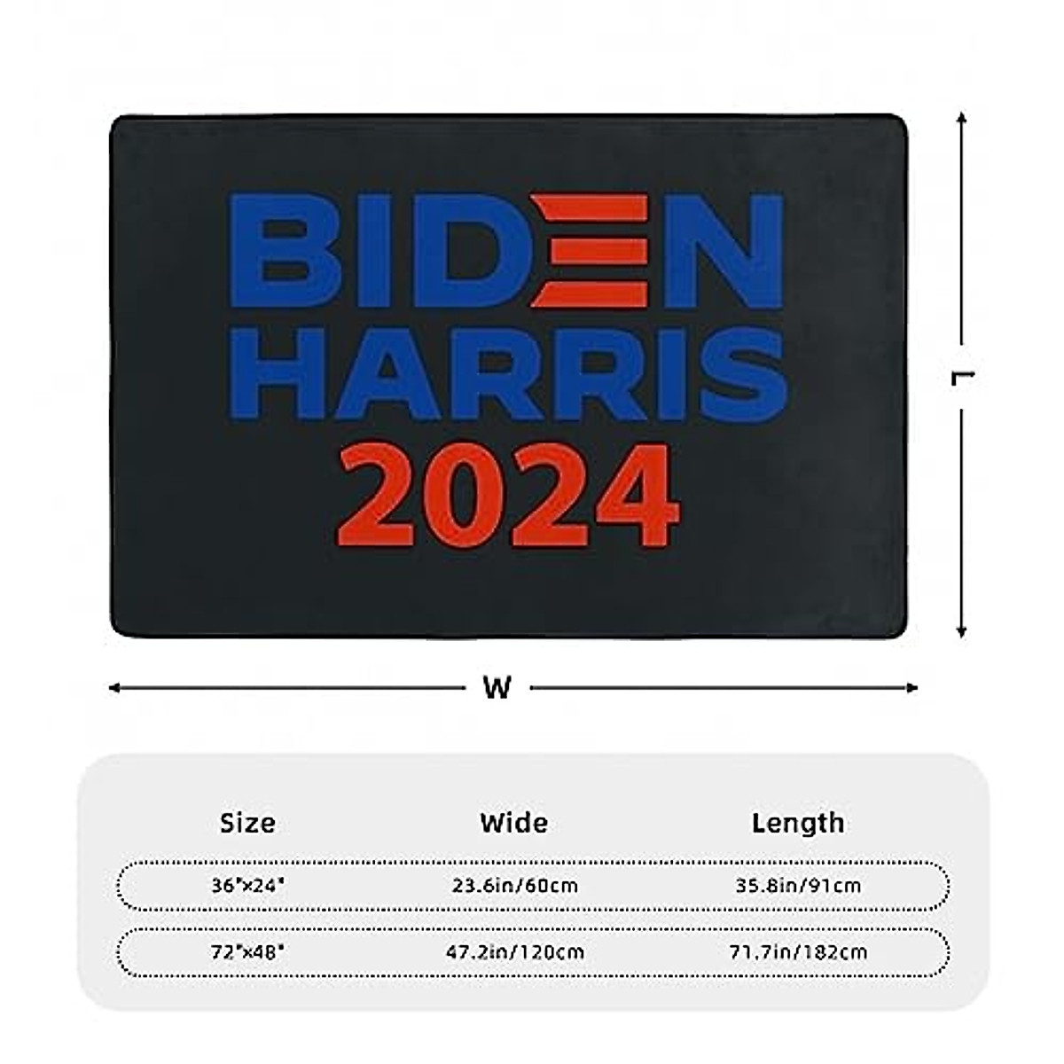 Joe Biden 2024 Carpet Non-Slip Doormat Flannel Floor Mat for Office 36 X 24 in & 72 X 48 in