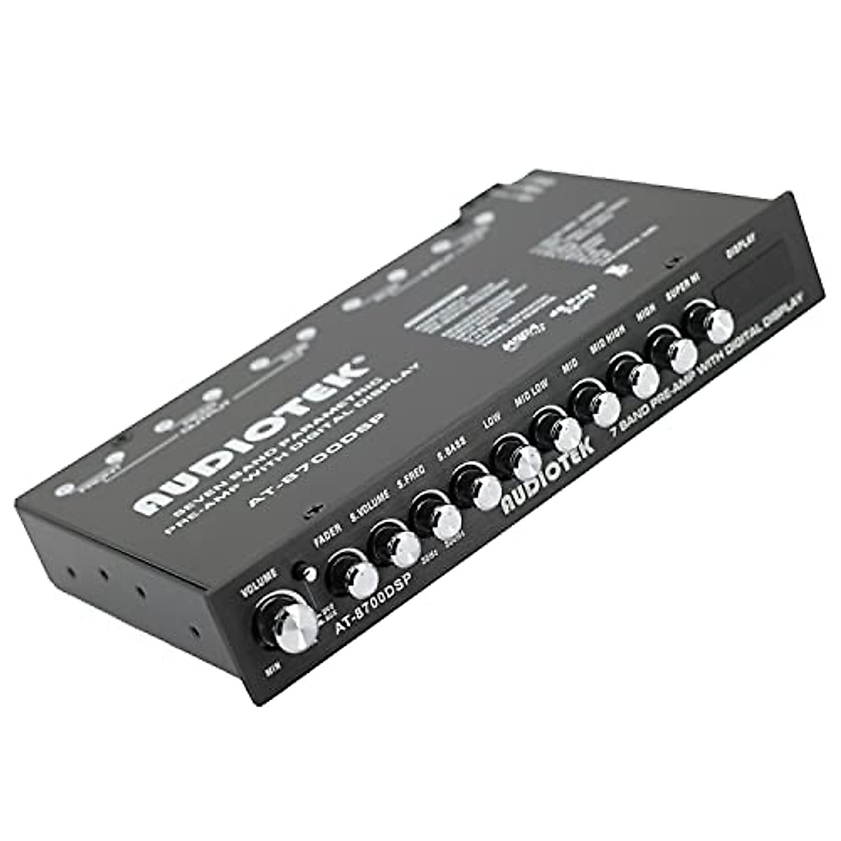 Audiotek 8700DSP 1/2 Din 7 Band Car Audio Equalizer EQ Front, Rear + Sub Output, Up to 7V RMS of Output, Gold-Plated RCA connectors for Best Audio Output for Car, Boat, RV, RTV, Motorcycle