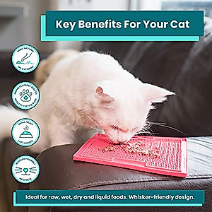 Lickimat Classic Soother, Cat Slow Feeder Lick Mat, Boredom Anxiety Reducer; Perfect for Food, Treats, Yogurt, or Peanut Butter. Fun Alternative to a Slow Feed Cat Bowl or Dish, Purple