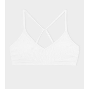 CUPSHE Bikini Top for Women Bathing Suit Criss Cross Self Tie Spaghetti Straps V Neck, L White