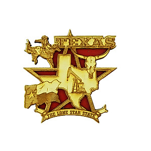 Texas Magnet, The Lone Star State, Wood Carved, Souvenir Magnets for Fridge, 3 Inches