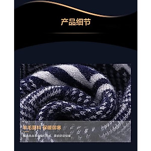 SYLALE Scarf For Men Autumn And Winter Warm Neck Neck Men'S Plaid Pure Wool Scarf Long Scarf Blue And White