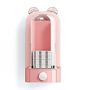Automatic Cotton Pad Dispenser Wall-mounted Cotton Pad Holder Cotton Pad Organizer Press Out Cotton Square Holder Cotton Pad Round Holder Makeup Organizer for Pads Cotton Round Dispenser (Pink)