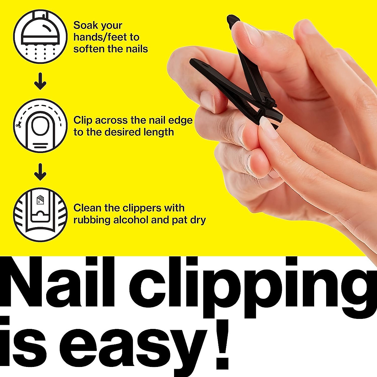 Nail Clippers Set - 2 Pack Stainless Steel Ingrown Toenail Tool, Professional Fingernail & Toenail Clippers for Thick Nails (Pedicure Nail Clippers) (Black)