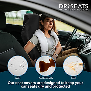 Dri Seats Waterproof Car Seat Cover – Premium Sweat Towel with Slip Resistant Backing for Front Seats in Cars, Trucks, SUVs – Universal Seat Liner, Easy Install, Machine Washable, Breathable– Black XL