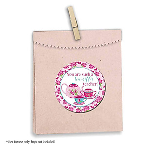 Tea Themed Terrific Teacher Appreciation Thank You Sticker Labels, 40 2" Party Circle Stickers by AmandaCreation, Great for Envelope Seals & Gift Bags