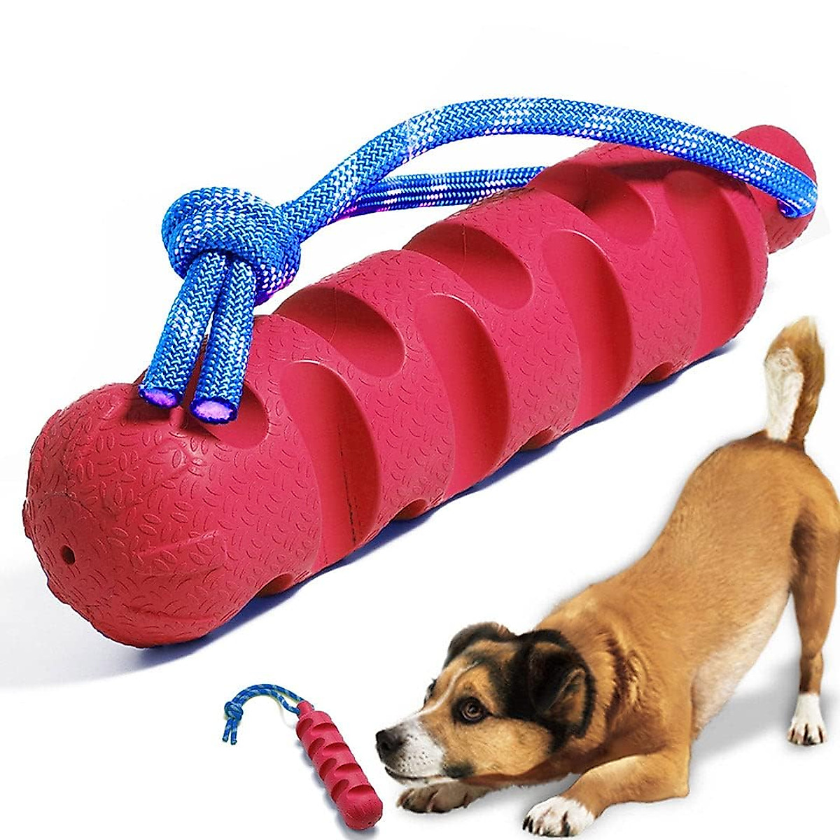 Pawsindia 100% Natural Rubber Indestructible Chew Toy for Dogs - The Ultimate Chewing Stick for Aggressive Chewers for Large Breed Dog - A Tough, Durable and Interactive Toy with Squeaky Sounds