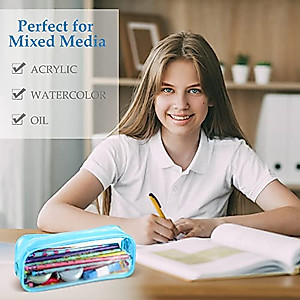 12 Pcs Clear PVC Pencil Case with Zipper Transparent Makeup Pouch Cosmetic Make up Bag Organizer Big Capacity Waterproof Pencil Bag for School Office Travel Women Student Kid(Multicolor)