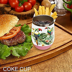 WYUSPGK 304 Stainless Steel Insulated Cup, Toucans Parrot Palm Tree Leaves Print Smooth Rim, Durable & Reusable - Perfect for Office, Home, And Travel