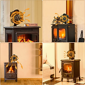 MINEOREY 6-Blades Heat Powered Stove Fan, Non-Electric Firepace Fan for Log/Gas/Pallet/Wood burning Indoor/Outdoor/Camping stoves