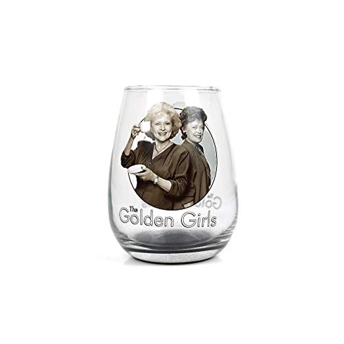 JUST FUNKY The Golden Girls Black and White Stemless Wine Glass - 16-Ounces