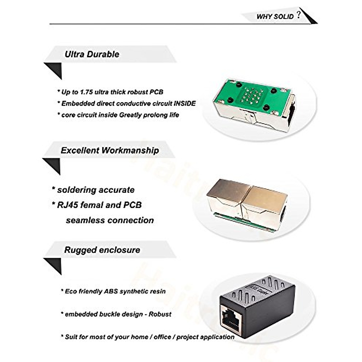 Haitronic 2 Pack RJ45 Coupler ethernet Cable Coupler LAN Connector Inline Cat7/Cat6/Cat5e Ethernet Cable Extender Adapter Female to Female
