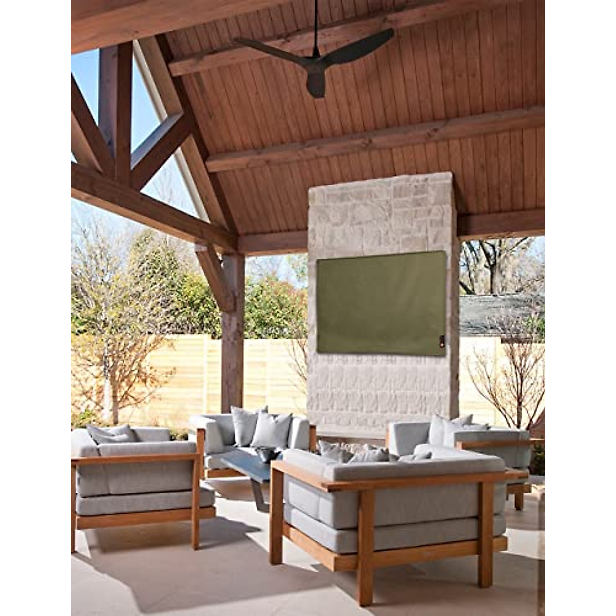 iBirdie Outdoor Waterproof and Weatherproof TV Cover for 48 to 50 inch Outside Flat Screen TV - Green 600D Thick Fabric Cover Size 47.5''W x 30''H x 5.5''D for 48'' - 50'' LCD LED