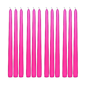 Zest Candle 12-Piece Taper Candles, 12-Inch, Hot Pink