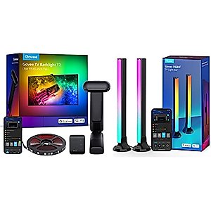 Govee Envisual TV Backlight T2 with Dual Cameras Bundle with Govee RGBIC TV Light Bars