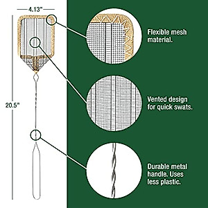 Enoz Wire Mesh Head Flyswatter with Metal Handle (Pack of 3)