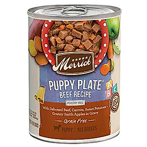 Merrick Grain Free Wet Puppy Food Puppy Plate Beef Recipe - 12.7 Ounce (Pack of 12)