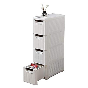 KOIECETA 4-Tire Rolling Cart Organizer Unit with Wheels Narrow Slim Container Storage Cabinet for Bathroom Bedroom
