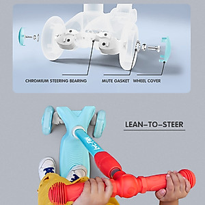 LOL-FUN Scooter for Kids Ages 3-5 Suitable Toy for 2 Year Old Boy Girl Gift with LED Lights, 3 in 1 Toddler Balance Bike & Push Toy, 4 Adjustable Height and Lean-to-Steer