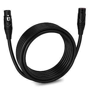 LyxPro Quad Series 20 ft XLR 4-Conductor Star Quad Balanced Microphone Cable for High End Quality and Sound Clarity, Extreme Low Noise, Black