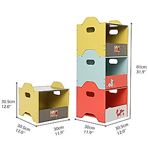 labebe - Storage Bins, Toy Wooden Storage Cubes Box, Kid Toy Organizer and Storage for 1-5 Years Old, 3 Toy Stacking Bins, Cube Useful Stackable Storage Bins, Toy Box Container as Birthday Gift - Fox