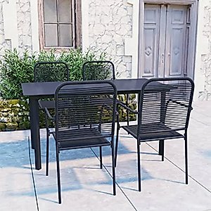 qiangxing 5 Piece Patio Dining Set Patio Table and Chairs Set Outdoor Patio Dining Set Outdoor Patio Furniture Patio Set Black Glass and Steel 3060209