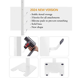 XIGOO Storage-Stand-Docking-Station-Holder Compatible with V15 Detect V11 V10 V8 V7 V6 Cordless Vacuum Cleaners, Stable Metal Organizer Rack(White, 5 Hooks)