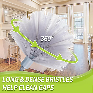 IVYROLL Cobweb Duster with Extension Pole, Spider Web Brush & Ceiling Cleaning Kit, 100" Microfiber Feather Duster Cleaner with Washable Head for Ceiling Fan, Furniture, Home