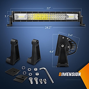 Nilight - 18016C-A LED Light Bar 22Inch 270W Triple Row 27000LM Flood Spot Combo Beam Led Bar Driving Lights Boat Lights Super Bright Led Off Road Lights for Trucks,2 Years Warranty