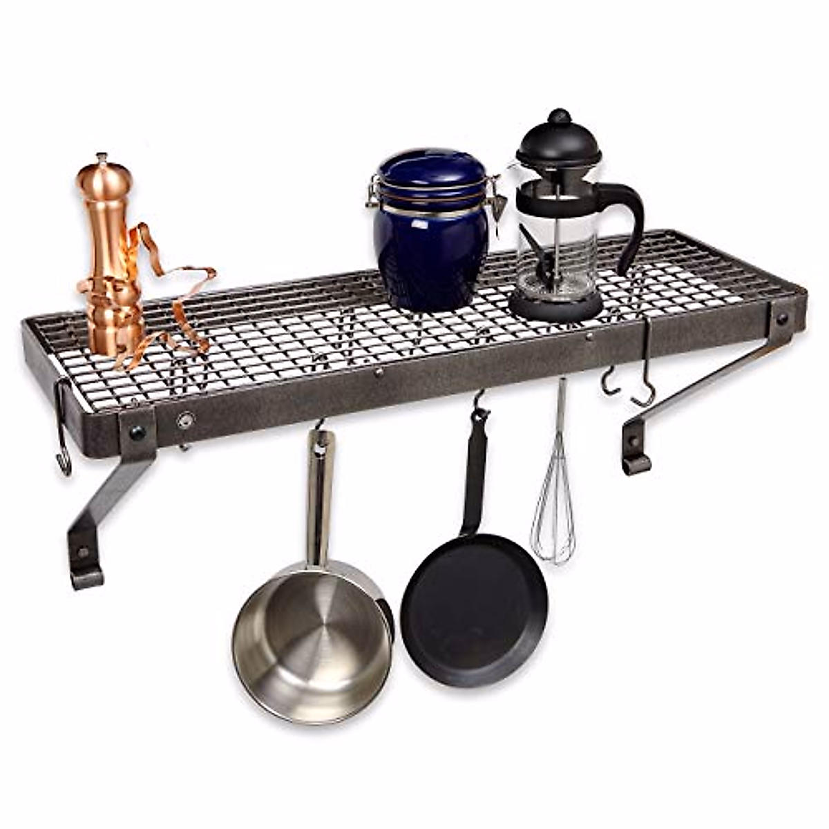 Enclume Gourmet Deep Bookshelf Wall Rack, 30", Hammered, Steel