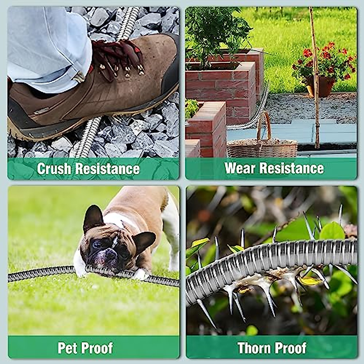 Garden Hose 50 ft Metal - Flexible Garden Hose Stainless Steel Metal Water Hose Heavy Duty Collapsible and No Kink Water Pipe