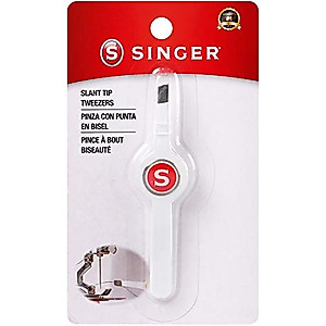 SINGER Slant Tip Tweezers with Wide-Grip for Sewing, Quilting, & Applique