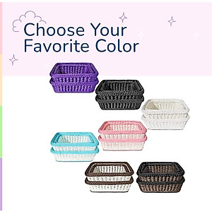 Colorbasket Rectangular Utility Basket, Hand Woven Poly Cord, Purple, Set of 3