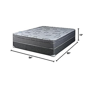Nutan, 11" Medium Plush Hybrid Euro Top Foam Encased Innerspring Mattress and 4" Wood Box Spring for Mattress, Full XL