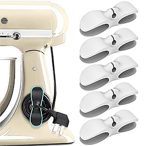 IFLYTEL Cord Organizer for Kitchen Appliances, 5 White Upgraded Cord Wrapper, Cord Keeper, Cord Winder, Cord Holder for Appliances Stick on Air Fryer, Coffee Maker, Blender, Pressure Cooker, Toaster