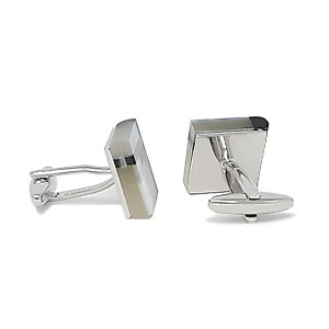 MENDEPOT Classic Genuine Onyx and Mother of Pearl Cufflinks Men Classic Cuff links With Box