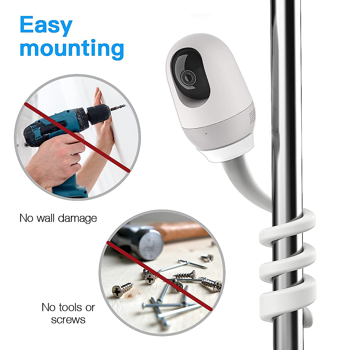 Koroao Flexible Twist Mount for Nooie Baby Monitor Without Tools or Wall Damage
