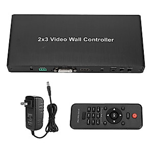 2x3 Video Wall Controller, HD Multimedia Interface DVI RS232 Input 1080P HD Seamless Splicing Professional Processor, 1080P Video Wall Controller (US Plug)