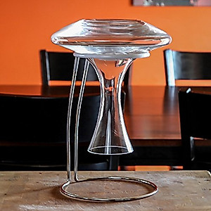 Lily's Home Wine Decanter Drying Stand with Rubber Coated Top to Prevent Scratches, Includes Cleaning Brush, For Standard Large Bottomed Wine Decanters, Decanter and Wine Glass NOT Included