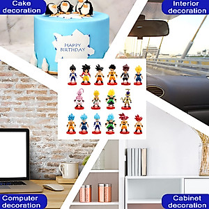 HONGFENG 16 Pack DBZ Anime Cartoon Cake Toppers,3" Goku Figures Cake Toppers Set.