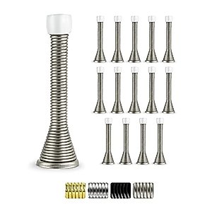 Jack N’ Drill 15-Pack Door Stopper 3.1-inch Heavy Duty and Flexible Door Stop to Protect Walls and Doors for Home or Office in Satin Nickel Finish, Easy to Install and 100% Child and Pet Friendly