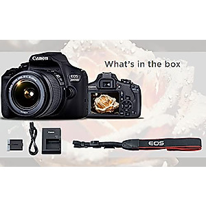 Canon EOS 2000D / Rebel T7 DSLR Camera with 18-55mm Lens, Creative Filter Set, EOS Camera Bag, Sandisk Ultra 64GB Card, 6AVE Electronics Cleaning Set, and More (International Model) (Renewed)