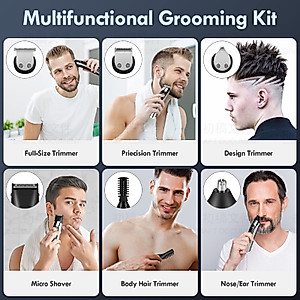 GDUNDUN Grooming Kit for Men, Cordless IPX7 Waterproof Beard Hair Nose and Body Electric Trimmer for Men, All-in-1 Trimmer for Men with USB Charging LED Power Display, Gift for Men Husband Father