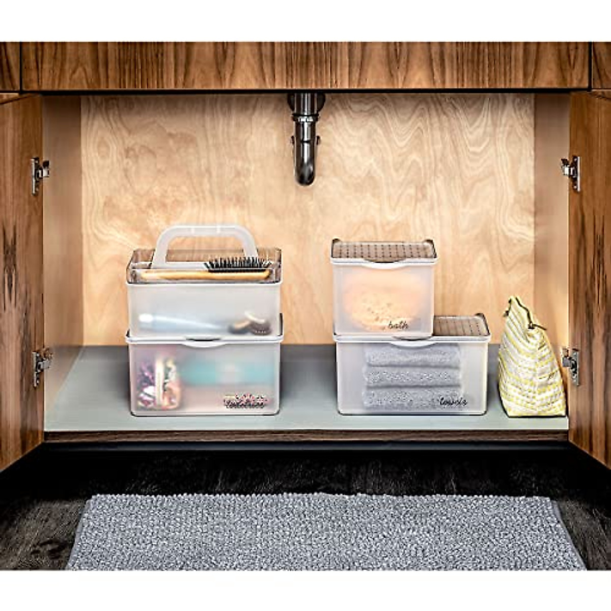 madesmart Caddy with Tray-Stack Collection Stackable, Medium, Frost