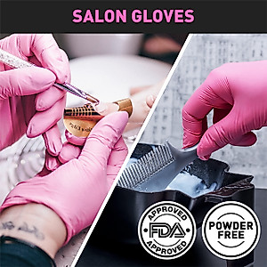 OKIAAS Black/Pink Vinyl Gloves Disposable Latex Free, Food Safe, Powder Free, 5 Mil Thickened for Cooking, Cleaning, Food Prep, Baking, Hair Dye, Tattoo, X-Small, 50 Count