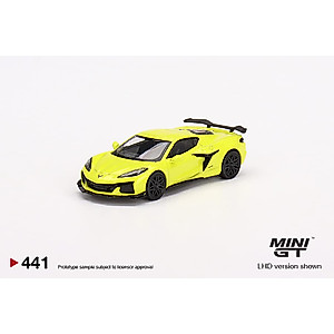 True Scale Miniatures Model Car Compatible for 2023 Chevrolet Corvette Z06 Accelerate Yellow 1/64 Diecast Model Car MGT00441