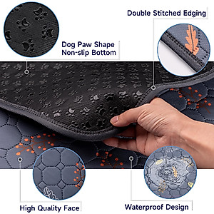Sunheir 2 Pack Washable Guinea Pig Pee Pads, 24" x 48" Waterproof Reusable Guinea Pig Cage Liners, Absorbent Bedding Training Mat for Small Animal Guinea Pigs Rabbit Bunny Hamster (Leaves - Deep Grey)