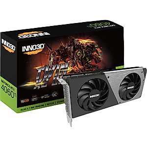 INNO3D nVidia GeForce RTX 4060 Ti TWIN X2 OC 16GB GDDR6, 2595MHz Boost Clock, RAM 18Gbps, 3xDP, 1xHDMI, 250x118x42mm (4060TI)