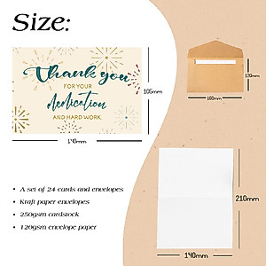 BIROYAL 24 Pack Employee Appreciation Cards with Envelopes - 5 * 8 In Blank Employee Thank You Cards - Ideal for Employee Recognition - Appreciation Cards for Team Staff Teacher (Firework Design)